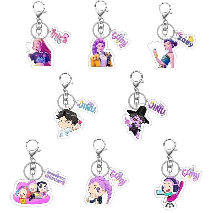 Hot Huntrix Saja Boys Kpop Demon Hunter Keychains Jinu Mira Sold My Soul Acrylic Keyring Rumi ...