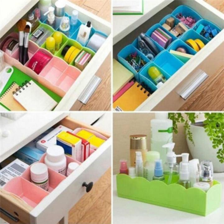 5 Grids Plastic Organizer Storage Box Drawer Divider Container Multi ...