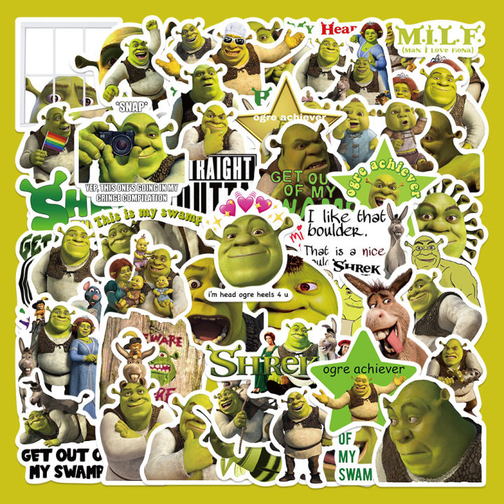 52 cartoon Shrek stickers, suitcases, hand ledgers, phone cases ...