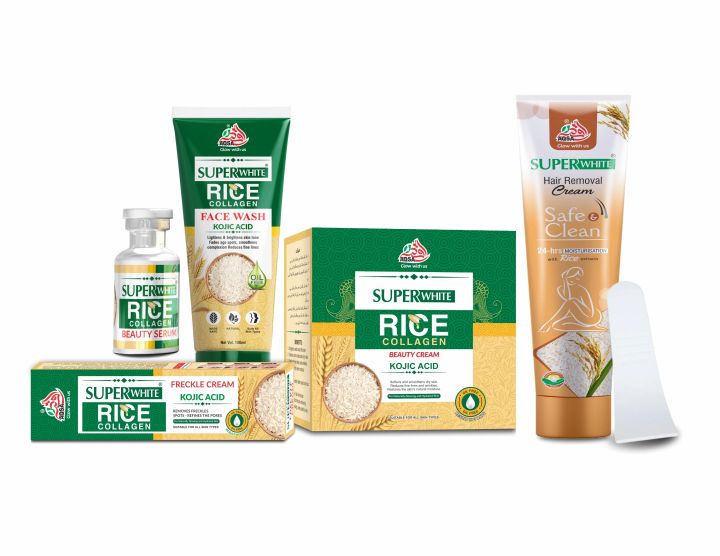 Super White Rice Glow Bundle – Rice Beauty Cream, Rice Collagen Serum ...
