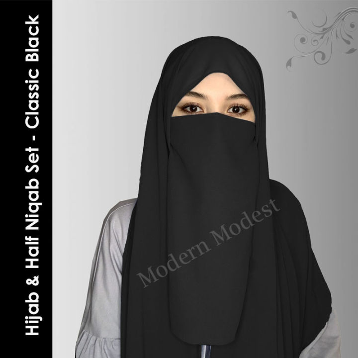Modern Modest – Hijab & Half Niqab Set made with soft georgette chiffon ...