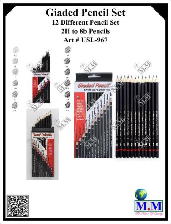 Giaded Degree USLON Black LED Pencills, Special Sketching Drawing Pencils, ( HB, F, B, 2B, 3B ...