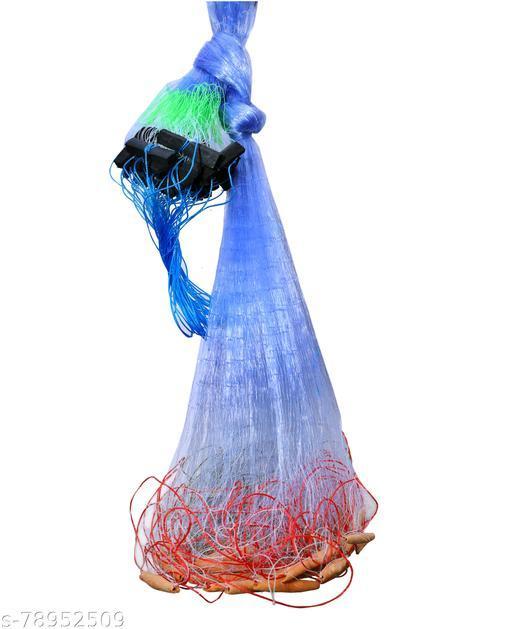 Pre-Installed Sinker Fishing Net – 50 or 100 Ft – 50 Mesh Depth – For ...