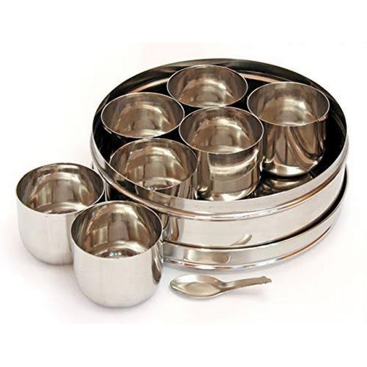Stainless steel indian masala box masala dabba in steel spice box with ...