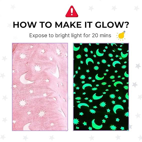Moon & Star Design Glow in The Night AC Blanket for Kids,Baby Blanket ...