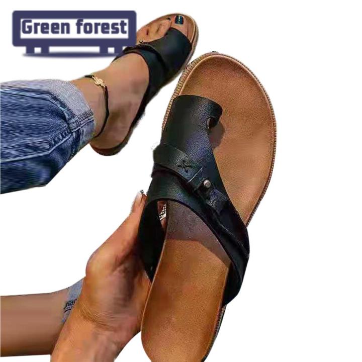 Green forest Platform Slippers Round Toe Non-Slip Slip-on Open Toe ...