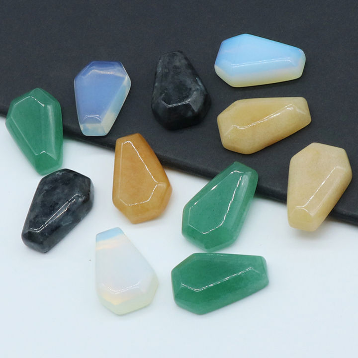 1PC Coffin Shaped Natural Stones Carved Flat Gemstone Quartz Aventurine ...