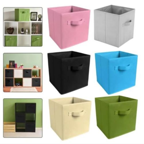 Pack of 2 Toy Storage Box Foldable Square Fabric Storage Bin ...