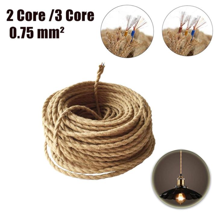 2 Core 3 Core 0.75 mm² Vintage Hemp Rope Wire Copper Electrical Twisted ...