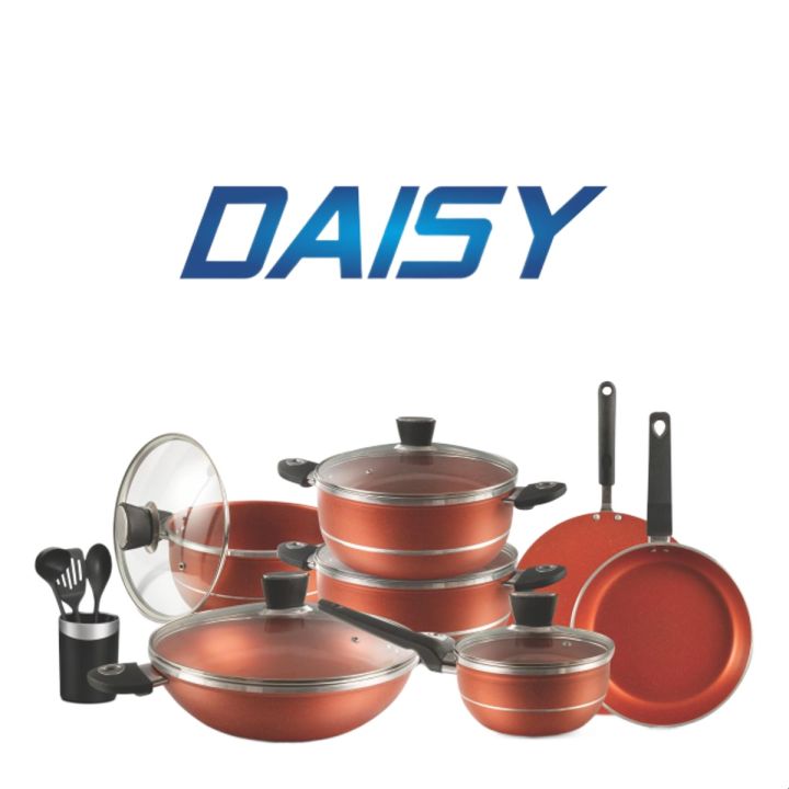 Marble Coated Gift Pack SK Cookware 16 Pieces Daisy Cookware Set | Daraz.pk