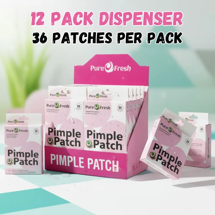 Pure O Fresh Pimple Patch - 12 Pack Dispenser | Hydrocolloid Patches ...