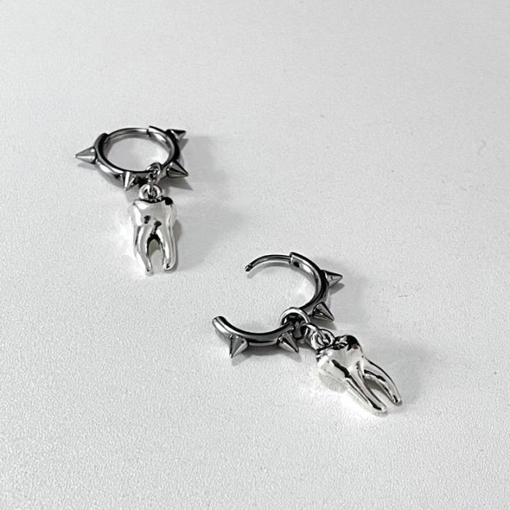 Gothic Jewelry Tooth Stud Earrings Grunge Rock Accessory Charms Hoop ...