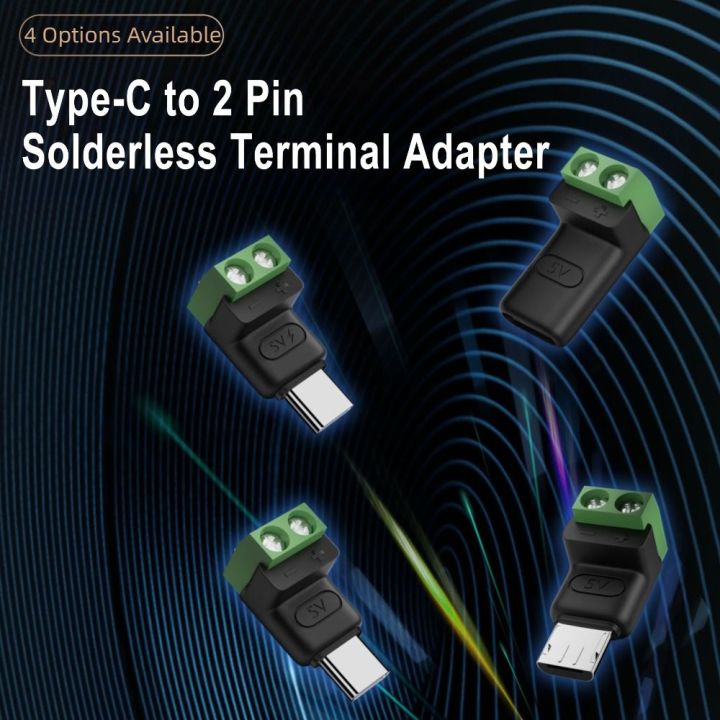 High Quality Solderless Plug USB C to 2Pin Terminal Adapter Type-C to 2 ...
