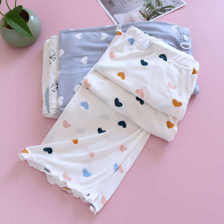 Pregnant women's thin Modal home sleepwear, adjustable postpartum pants ...