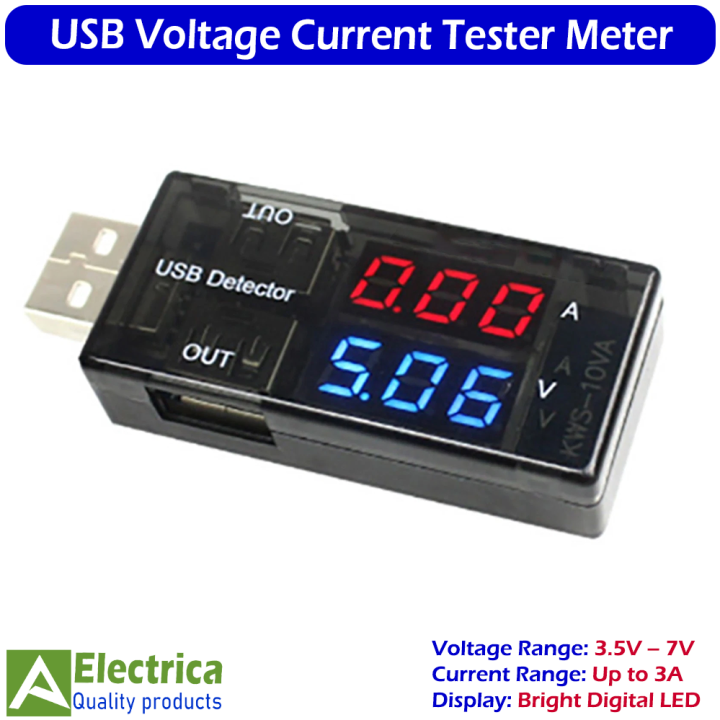 USB Current Voltage Test Detector Voltmeter Ammeter Digital Measuring ...