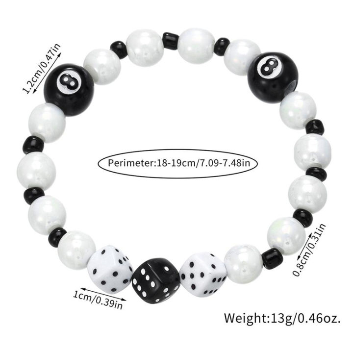 Billiard Black Eight Dice Beaded Bracelet ZHANGNA | Daraz.pk