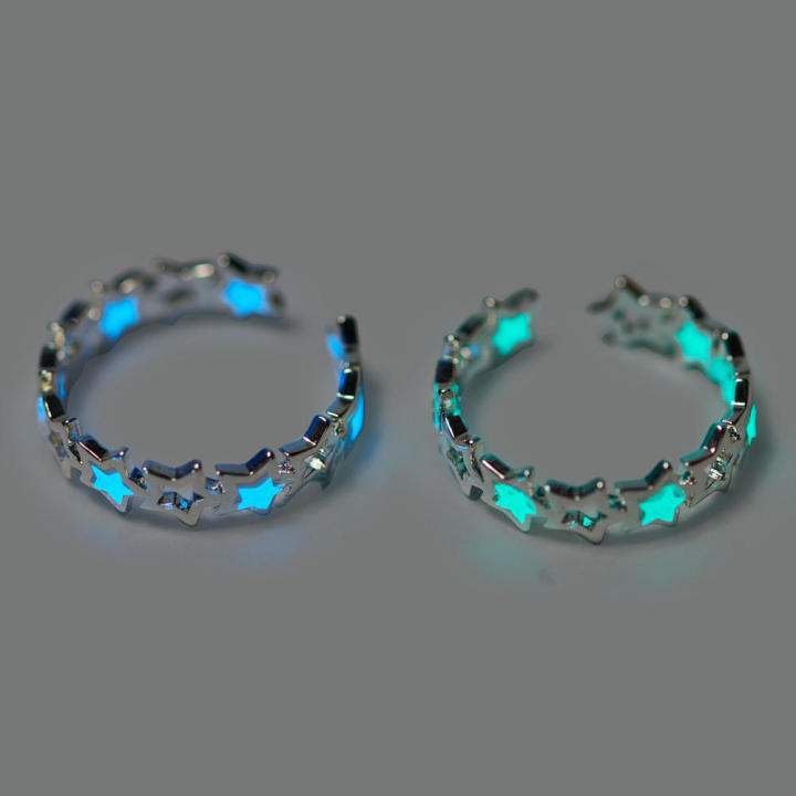 Glow In Dark Jewelry Ring Luminous jewelry Adjustable Hollow Luminous ...