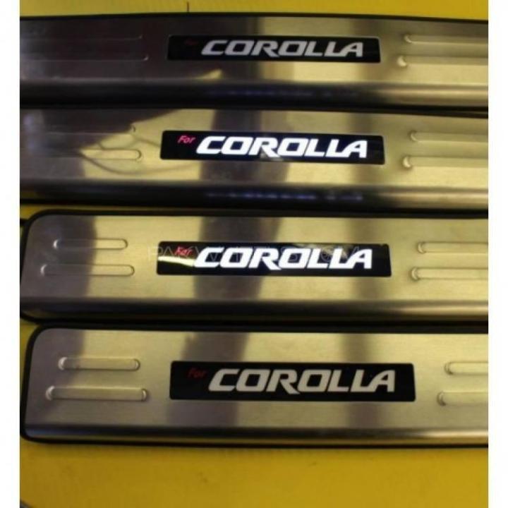 toyota corolla 2015-2023 door sill plates steel with led logo | Daraz.pk