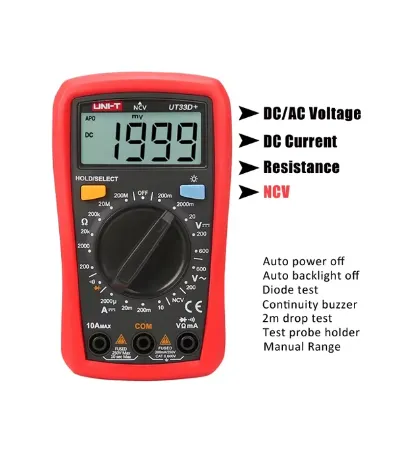 Pocket Multimeter Digital Ammeter Voltmeter Professional Resistance Measure Multi Meter UNI-T ...