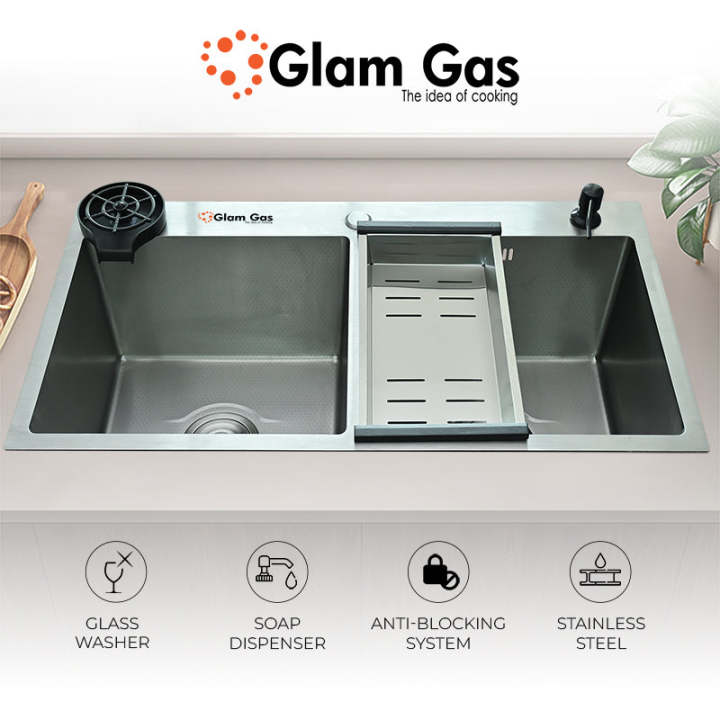 Glam Gas Sink-Lifestyle 57 Texture | Stainless steel sink | Kitchen ...