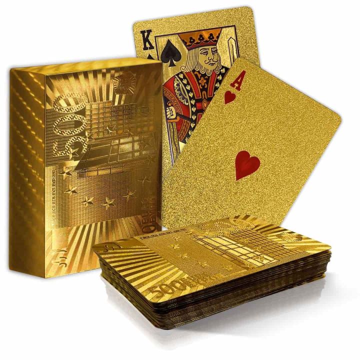 Gold Plated Plastic Playing Cards with Banknotes Pattern - 500 Euro ...