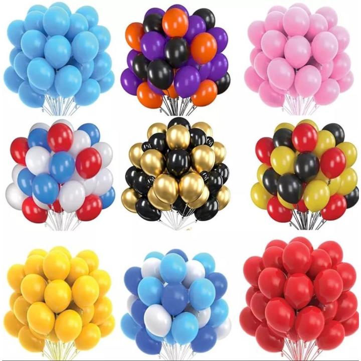Pack of 100 ( Black , Golden, red, pink, blue, white) Party Balloons 14 ...