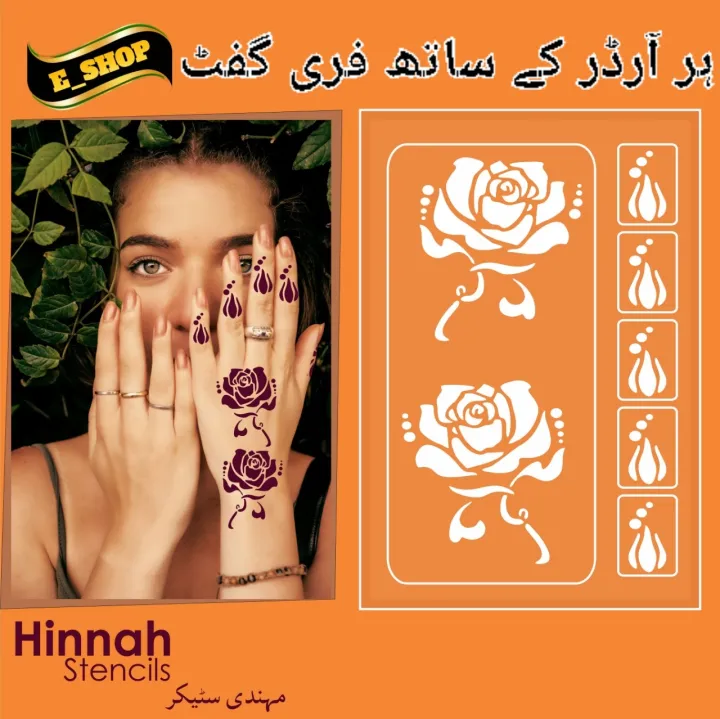 Mehndi stickers Mehndi designs Mehndi stencils Mehndi Tattoo | Daraz.pk
