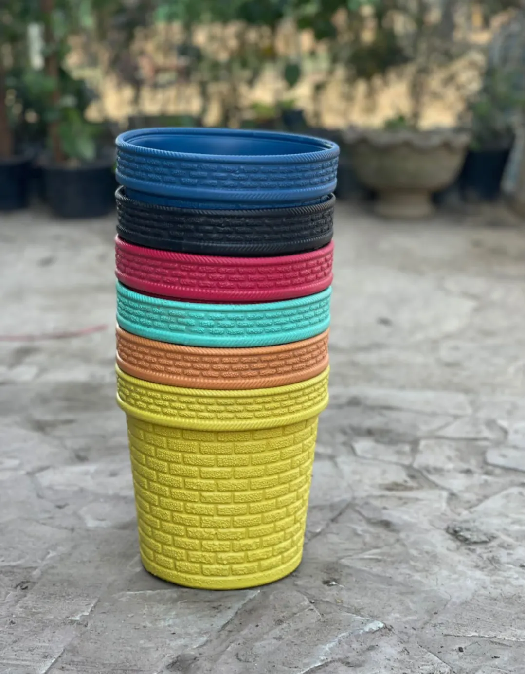 Colorful Unbreakable Fiber Plastic Pots 8inch plants and flowers 3D pot ...