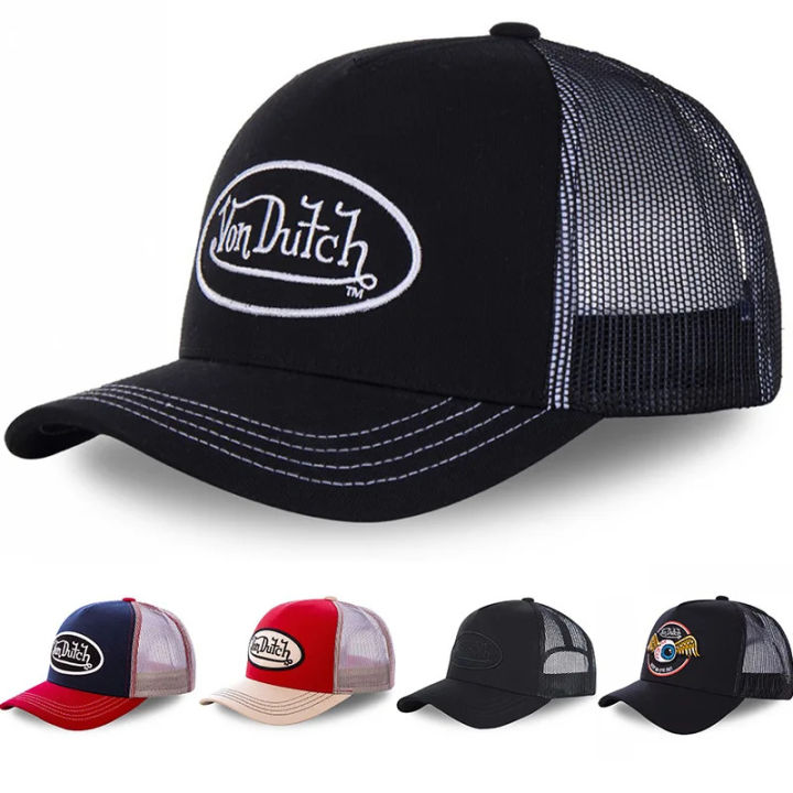 Baseball Cap VON lettered Sunscreen Mesh Embroidered DUTCH Trucker Hat ...