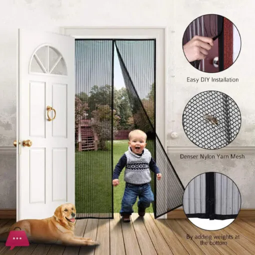 Keep Bugs Out & Let Fresh Air In – Magic Mesh Magnetic Screen Door – 2 ...