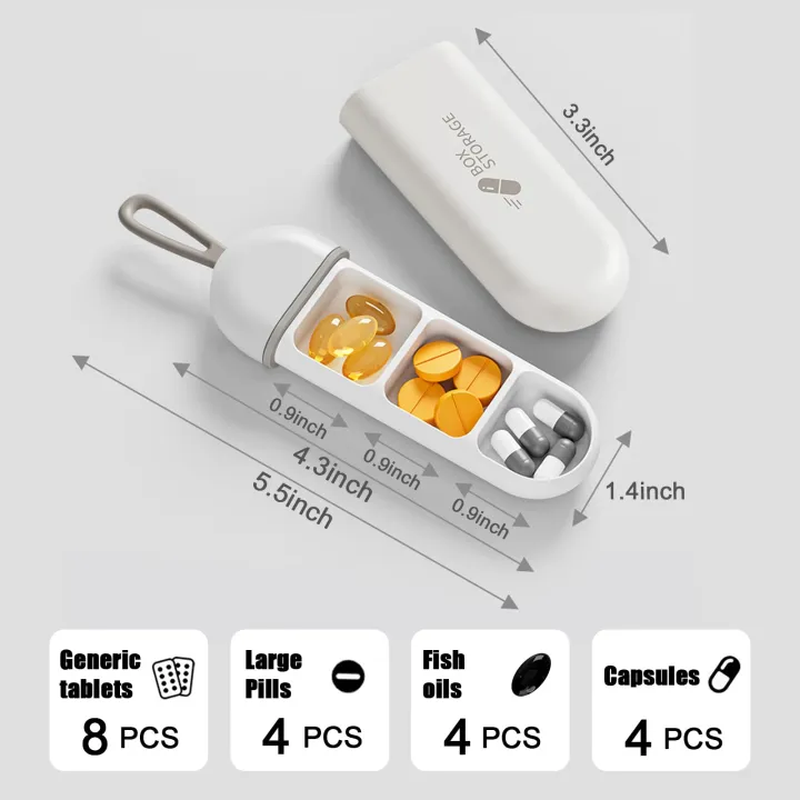 Travel Pill Organizer, OFIDUS 3 Cells Portable Pill Box with Silicone ...