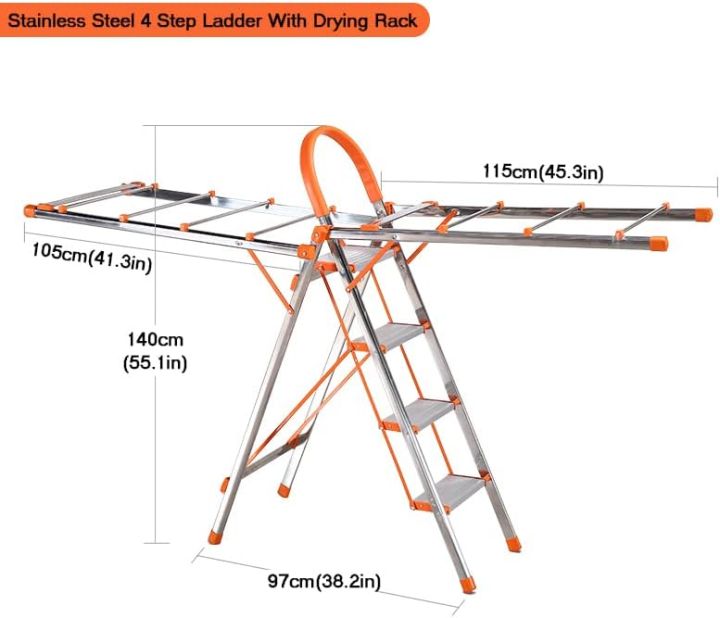 Multi-Usage Aluminium Clothes Drying Rack With Ladder | Daraz.pk