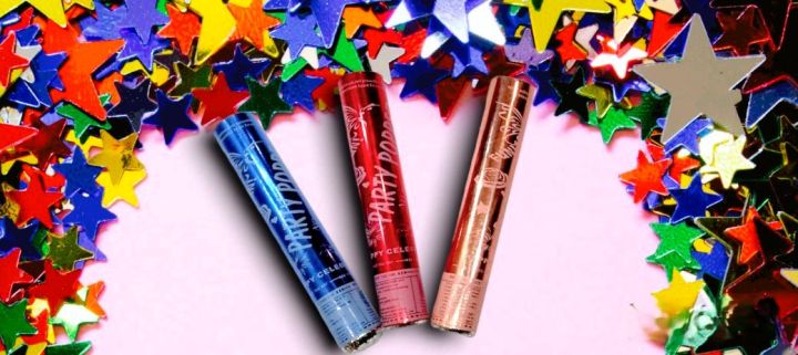 Metallic Multicolor Star Confetti Party Popper, 30 cm Red, Blue or Rose ...