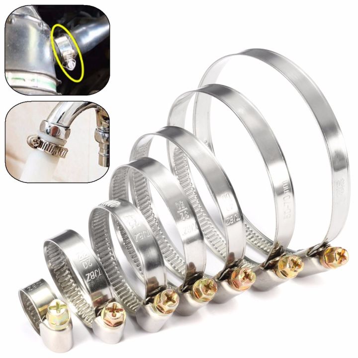5Pcs 8-80mm Anti-oxidation Hose Pipe Clamps Stainless Steel Hose Clips ...