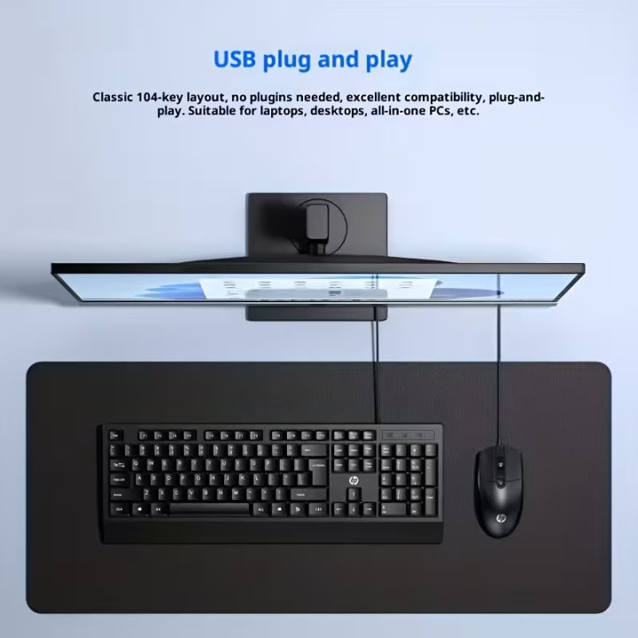 HP Tibetan Antelope Plus Desktop Keyboard Mouse Combo – USB Wired ...