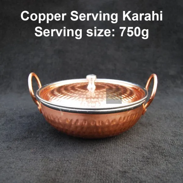Copper serving karahi, Shahi Hammered Copper Serving Karahi with Lid ...