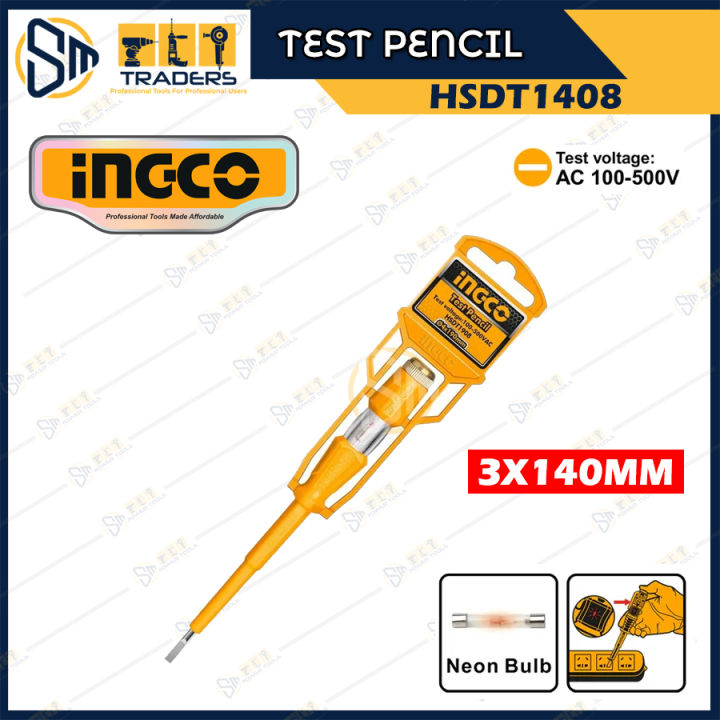 Ingco Test Pencil 3 x 140mm HSDT1408 - Professional Voltage Tester for ...