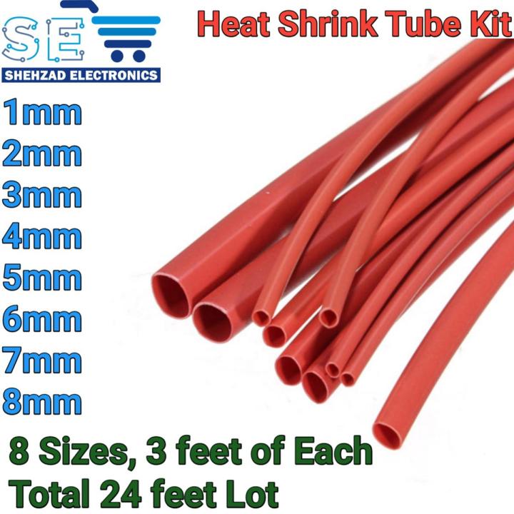 24 Feet Heat Shrink Tube Red 1mm 2mm 3mm 4mm 5mm 6mm 7mm 8mm Heat Shrink Tubing Shrinkable Wrap ...