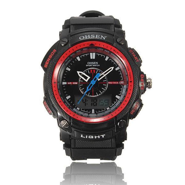 OHSEN Digital LCD Hands Sport Quartz Army Wrist Watch Waterproof Shock ...