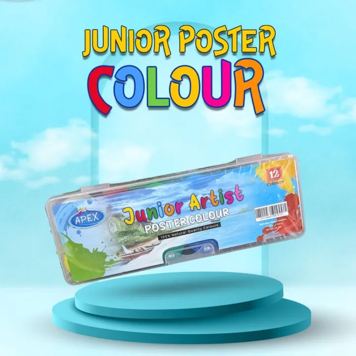 Pack of 12 Poster Color Set with Free Brush and Box Junior Artist ...
