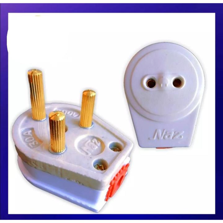 3 Pin Power Plug with Extra Socket 30A Ceramic Base High Quality | Daraz.pk