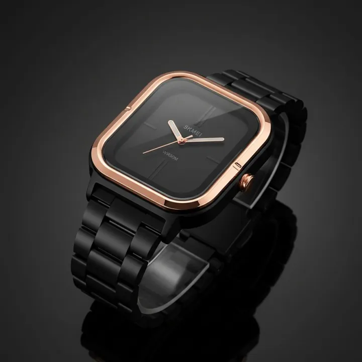 Skmei 2275-G-BLK Digital Quartz Men’s Watch with Stainless Steel Band ...