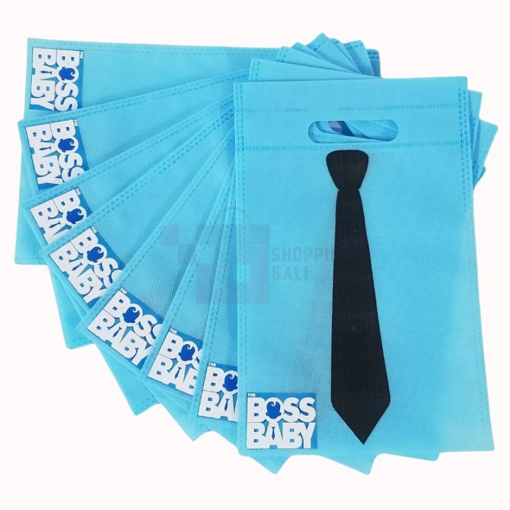 BOSS BABY GOODY BAGS BLUE COLOR FABRIC MATERIAL GIFT BAGS LARGE - PACK ...
