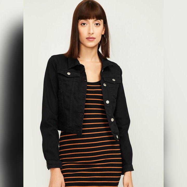 HB Ginger by Lifestyle Women Black Solid Denim Jacket | Daraz.pk