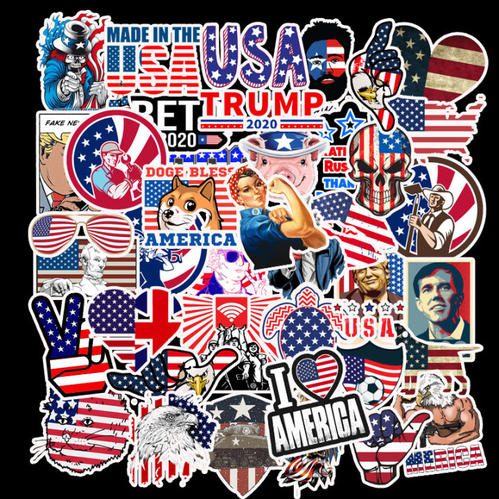 50 American President Independence Day Stickers Cool Motorcycle Luggage ...