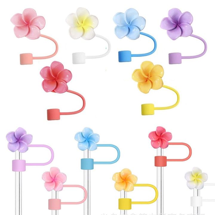 Portable 10mm Straw Tips Covers Frangipani Good Sealing Straw Topper ...