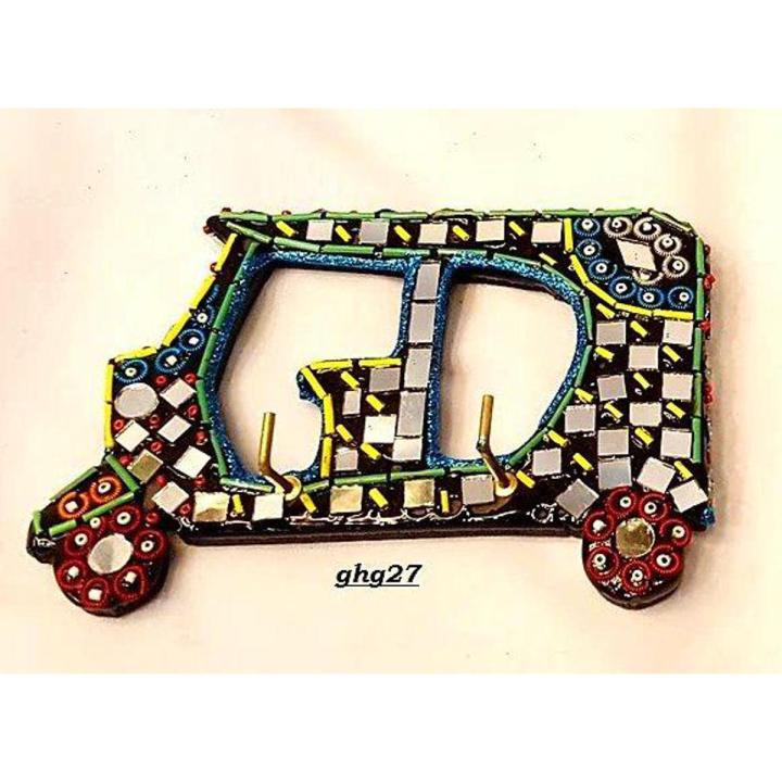 HANDCRAFTED TRADITIONAL RICKSHAW MODEL KEY CHAIN HOLDER ( MIRROR WORK ...