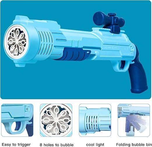 Fold Bubble gun Toy for Kids – Electric Bubble Machine with 8-Hole ...