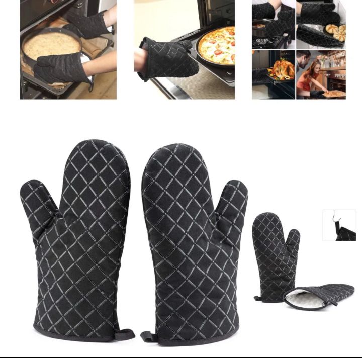 2 Pcs Heat Resistant Oven Gloves Pair with Non-Slip Grip, Premium ...