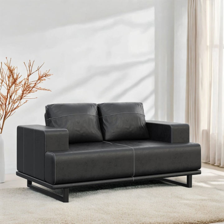 INTERWOOD Sofa Astor 2 Seater In Black Leatherette - Secure delivery ...